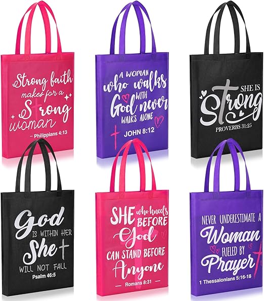 Amazon.com: Vincreem 24 Pcs Christian Tote Bags Bulk for Women 15 x 17 ...