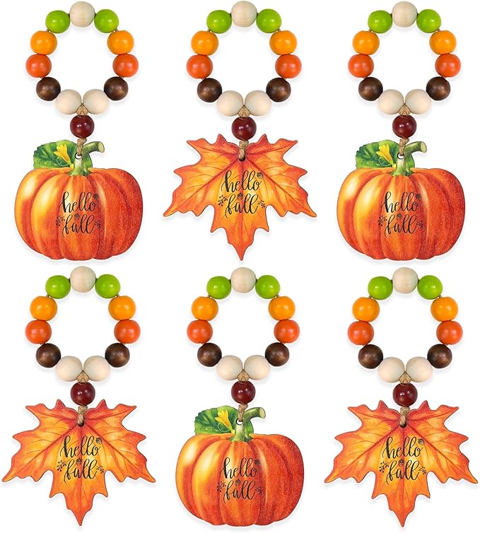 Amazon.com: Fall Napkin Rings Set of 6 Harvest Pumpkin Napkin Rings ...