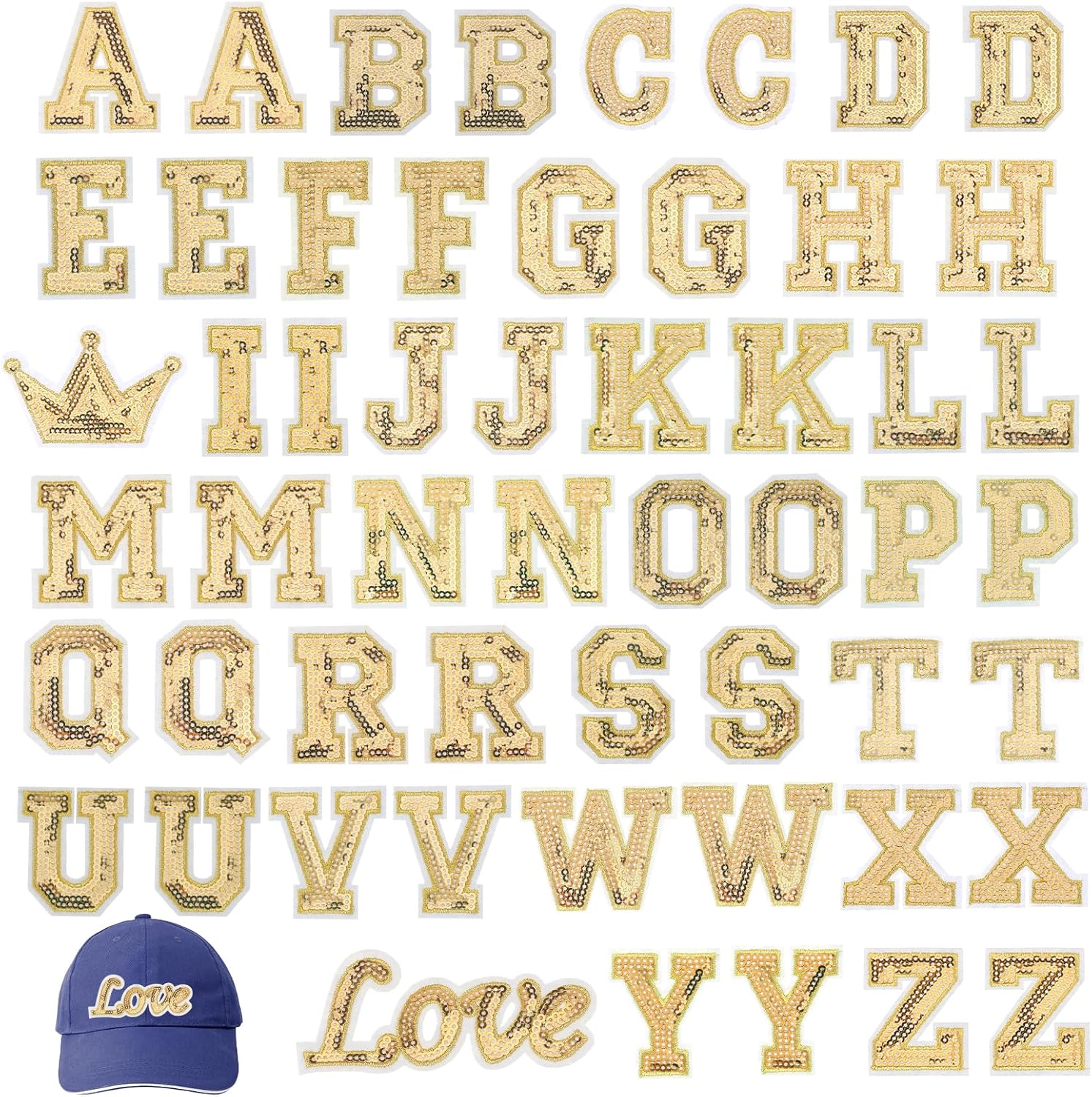 54 Pcs Sequin Letter Iron on Patches Glitter Sew Hotfix Letter Patches ...