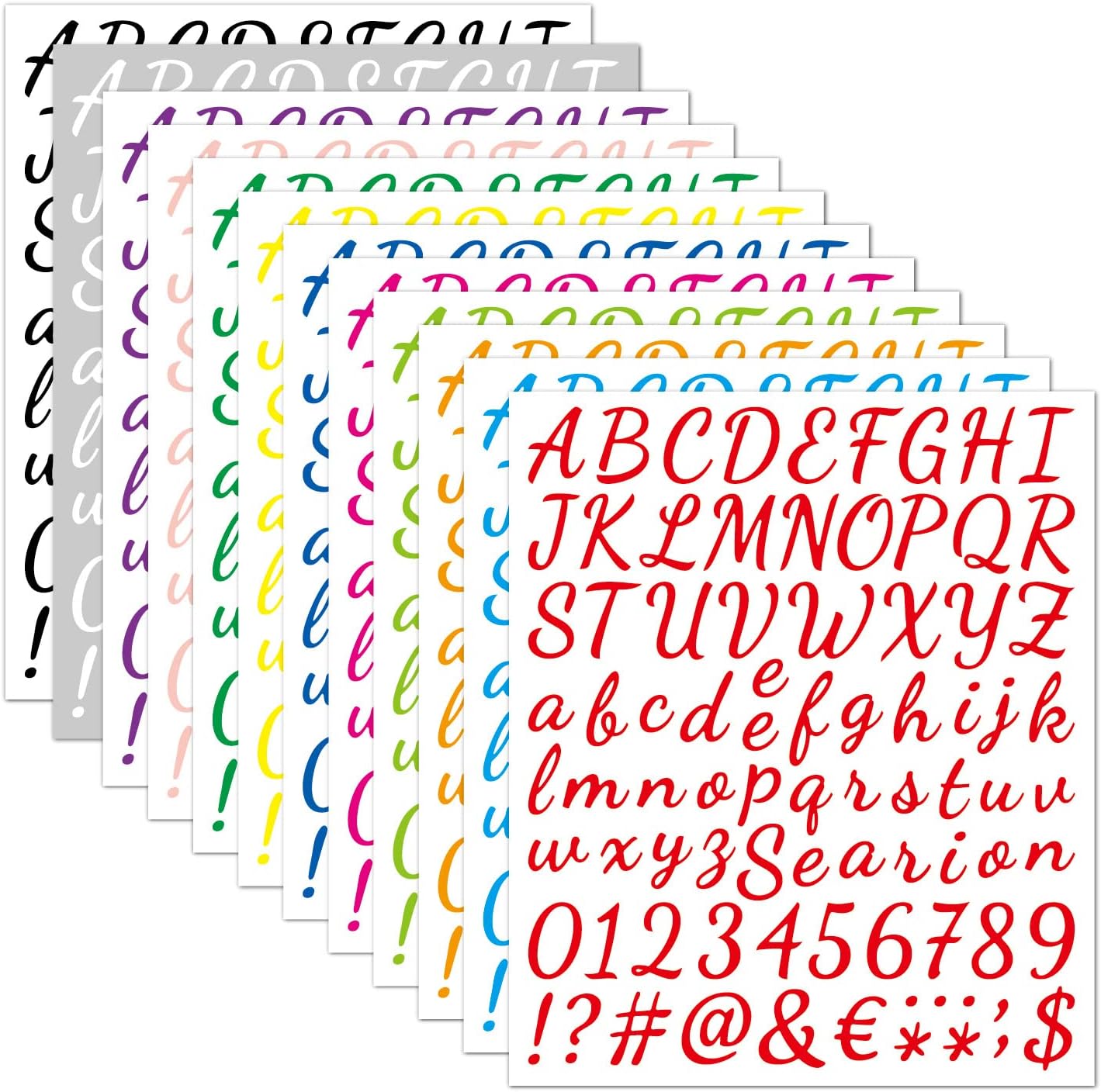 Amazon.com: 12 Sheets Alphabet Stickers 972 Vinyl Alphabet Stickers 12 ...