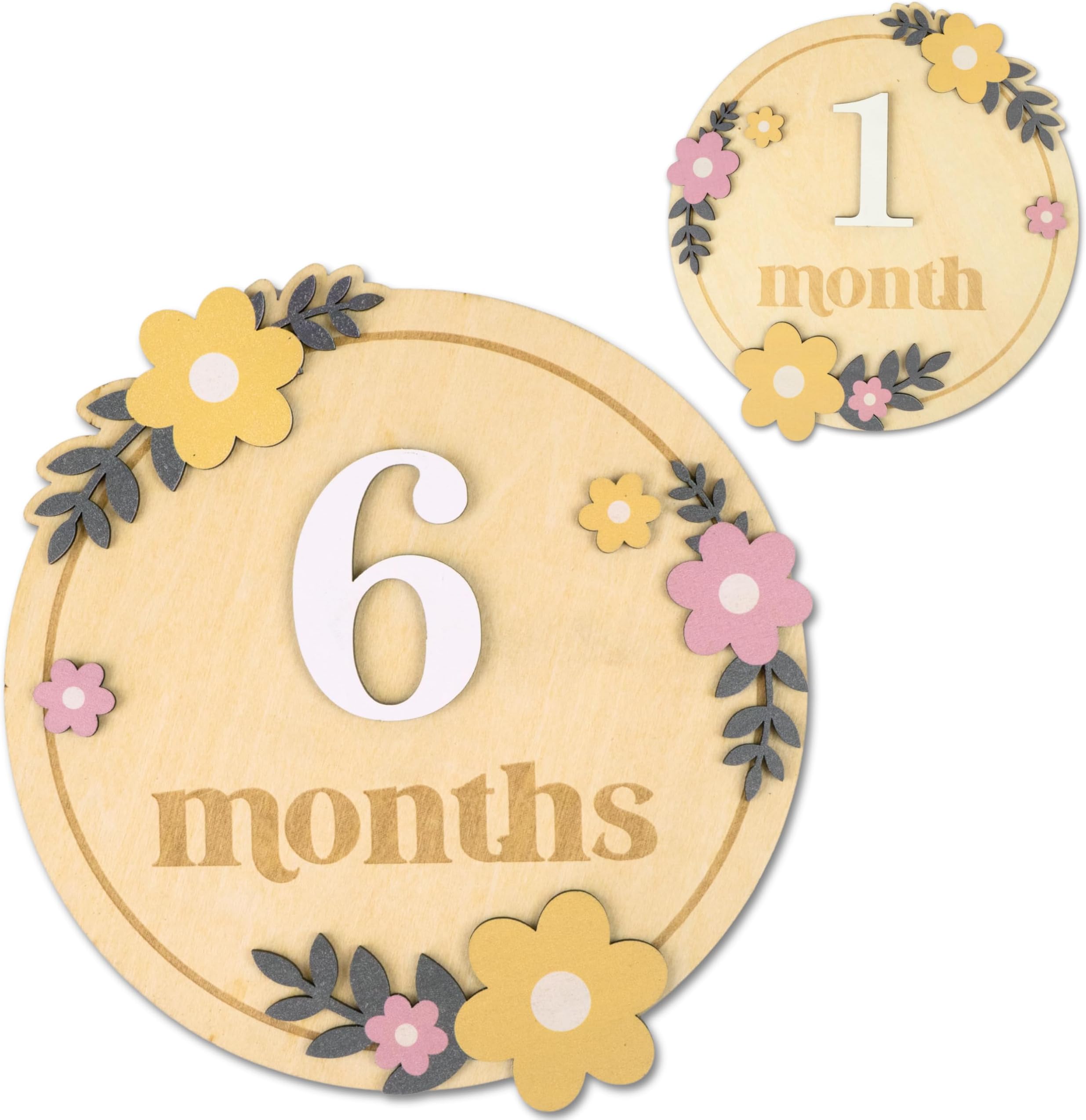 Amazon.com : Baby Monthly Milestone Cards - Wooden Monthly Milestone ...