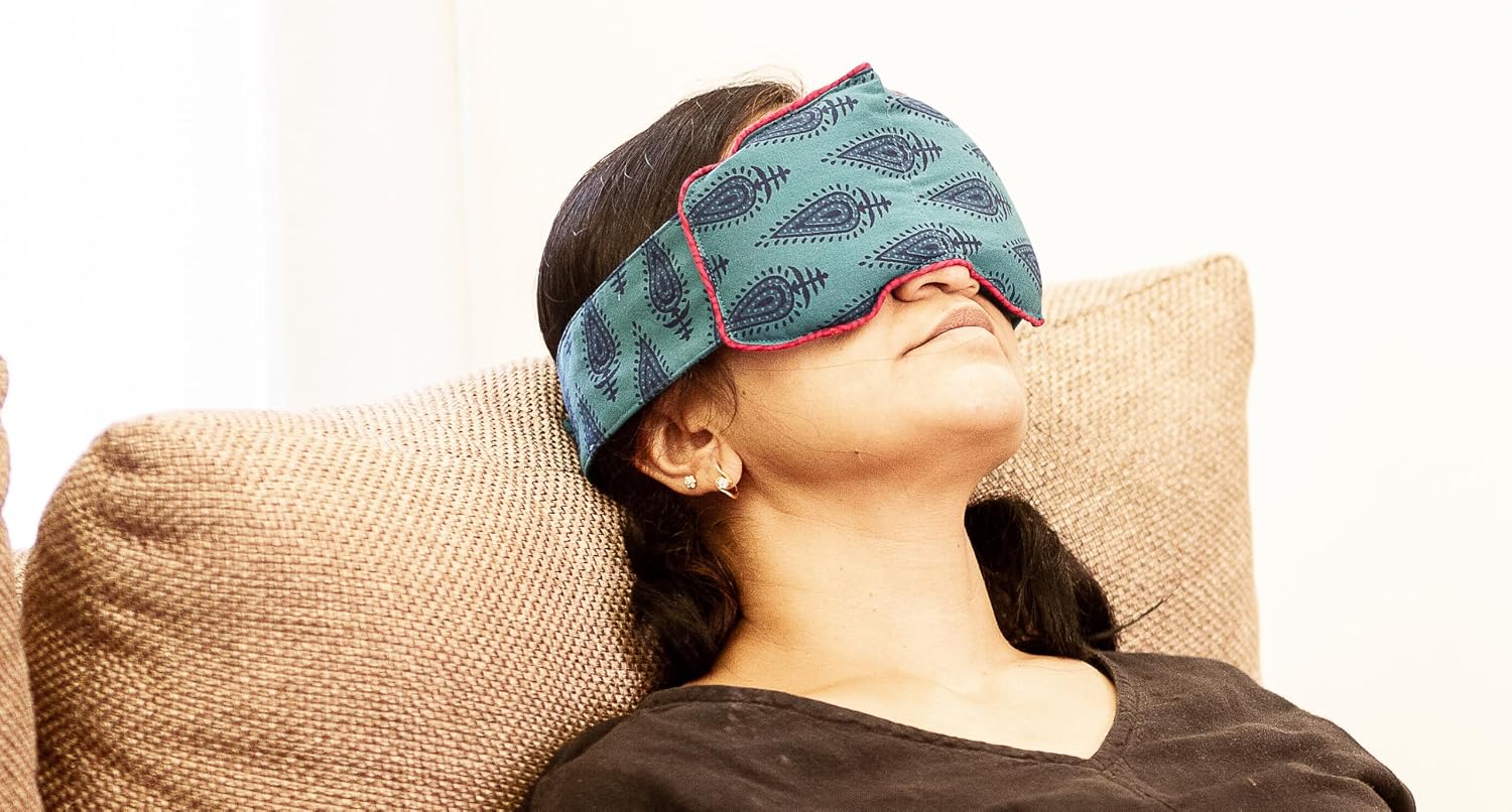 Eye Mask, Premium Handmade Fabric Hot & Cold Eye Therapy Mask with ...