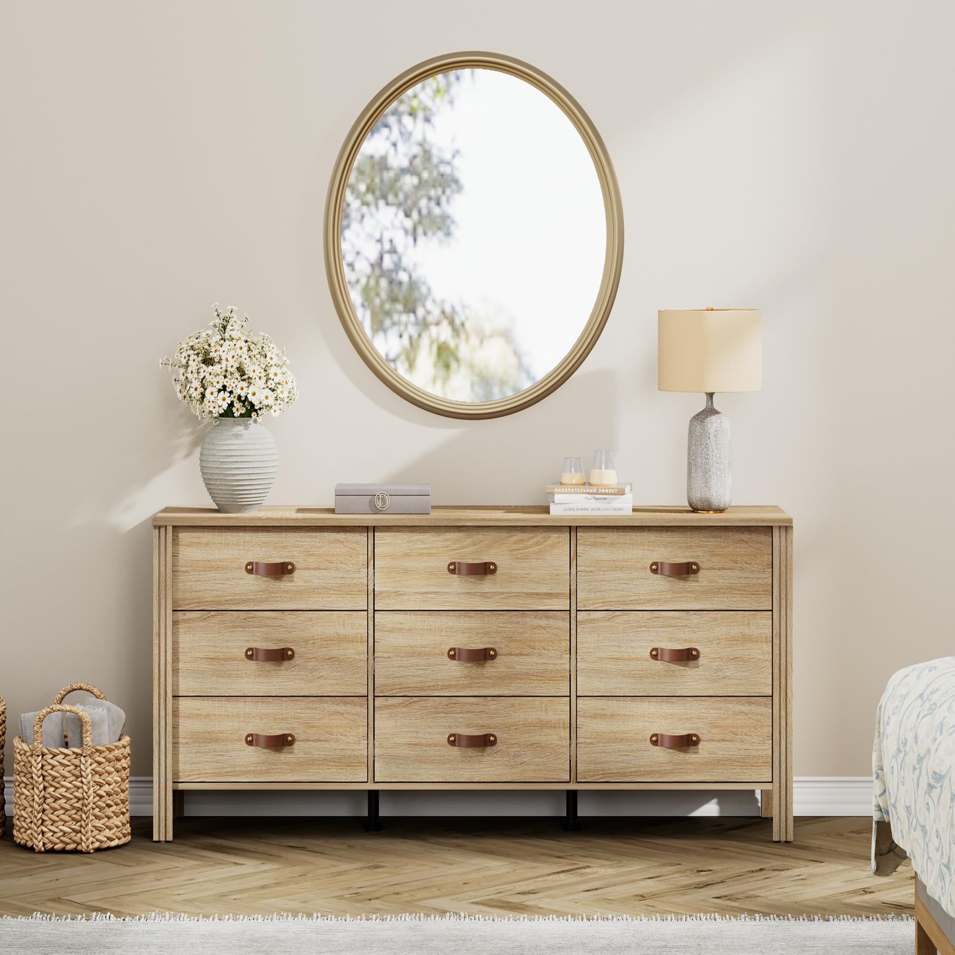 Amazon.com: WAMPAT Bedroom Dressers with 9 Drawers, Extra Wide Chest of ...