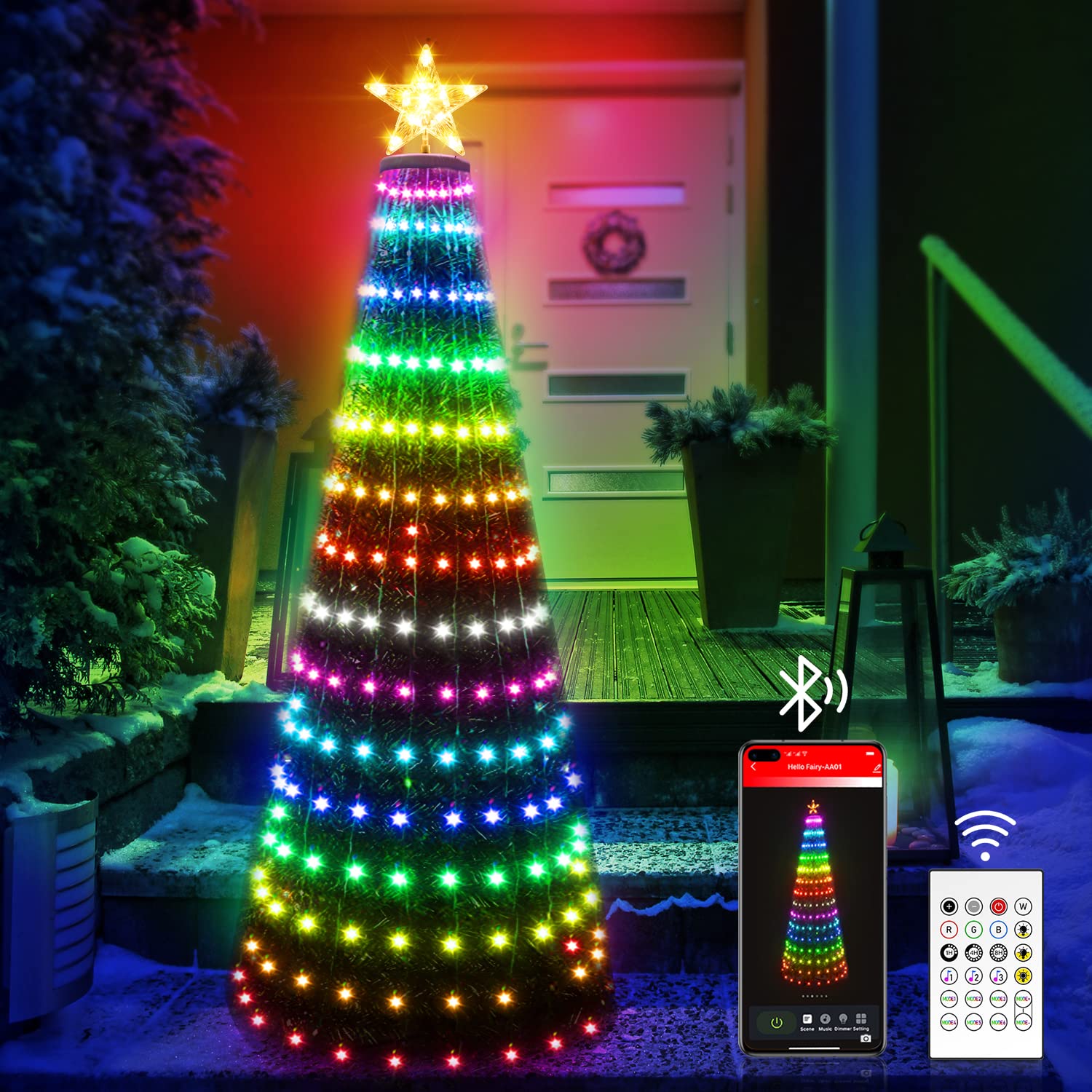 6FT 314 LED Christmas Tree Lights with Star Topper, Bluetooth APP ...