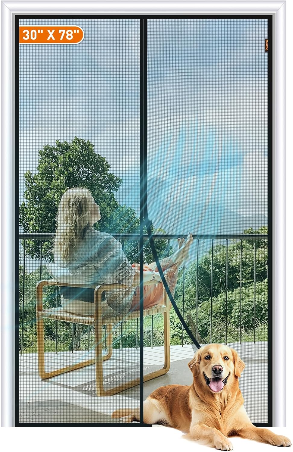MAGZO Magnetic Screen Door, Fits Door Size 30 x 78 Inches, Actual ...
