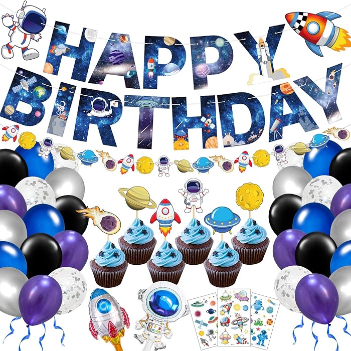 Buy Joymee 43 Pcs Outer Space Birthday Party Decorations Astronaut ...