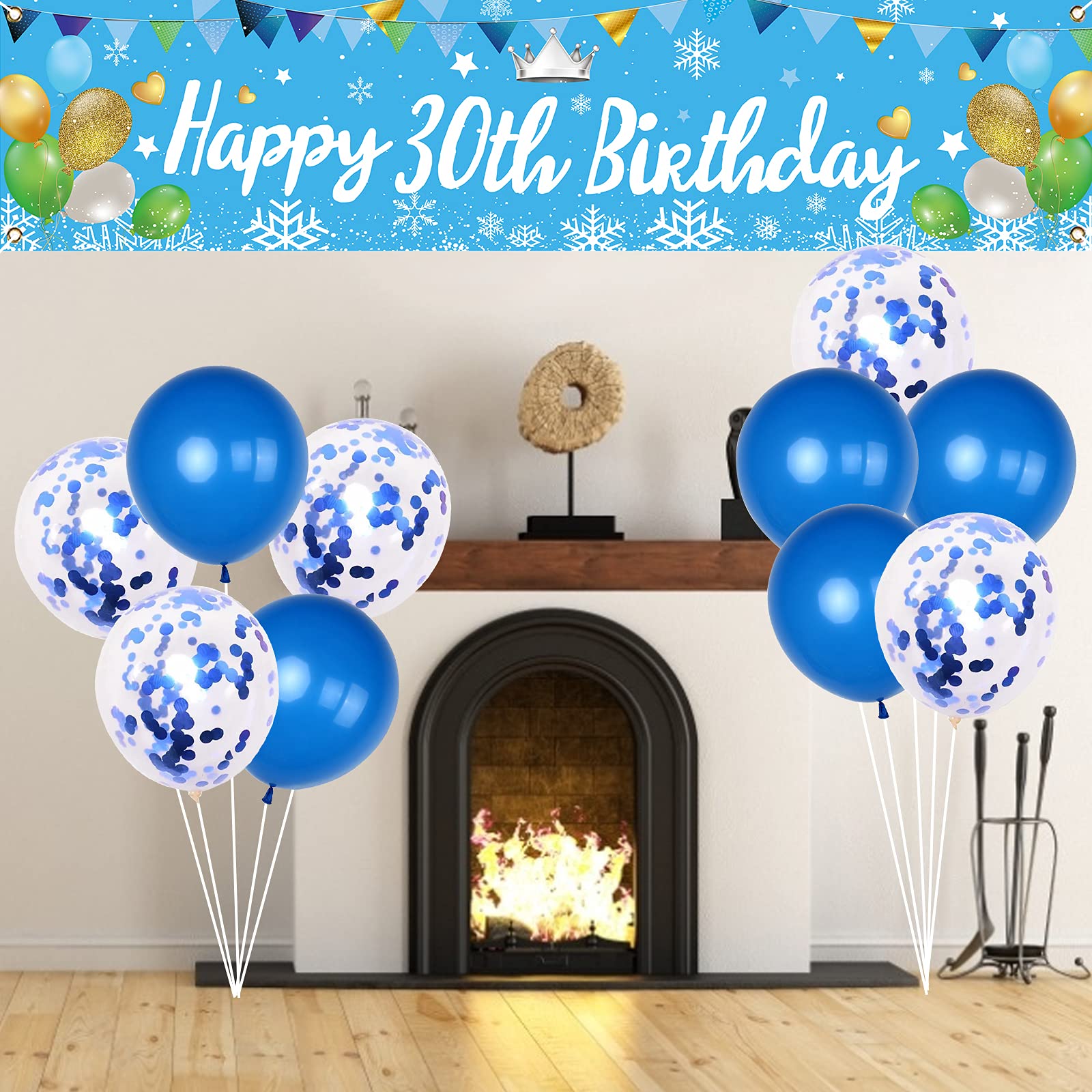 Happy 30th Birthday Backdrop Large Fabric Blue 30th Anniversary ...