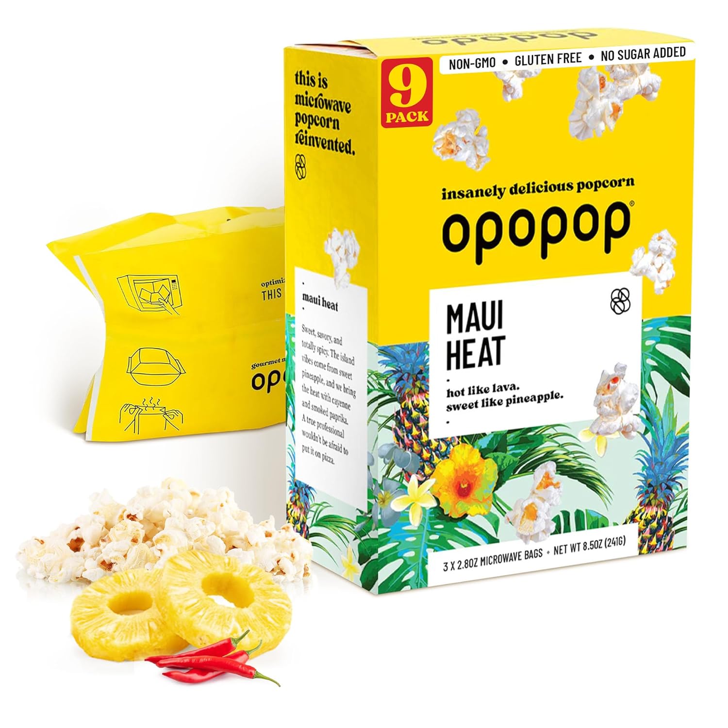Amazon.com: Opopop Microwave Popcorn - Maui Heat 2.8 oz., 9-Count ...