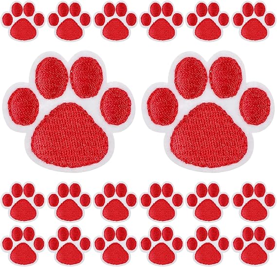 Amazon.com: Gadpiparty 20Pcs Red Dog Paw Print Embroidered Sew on ...