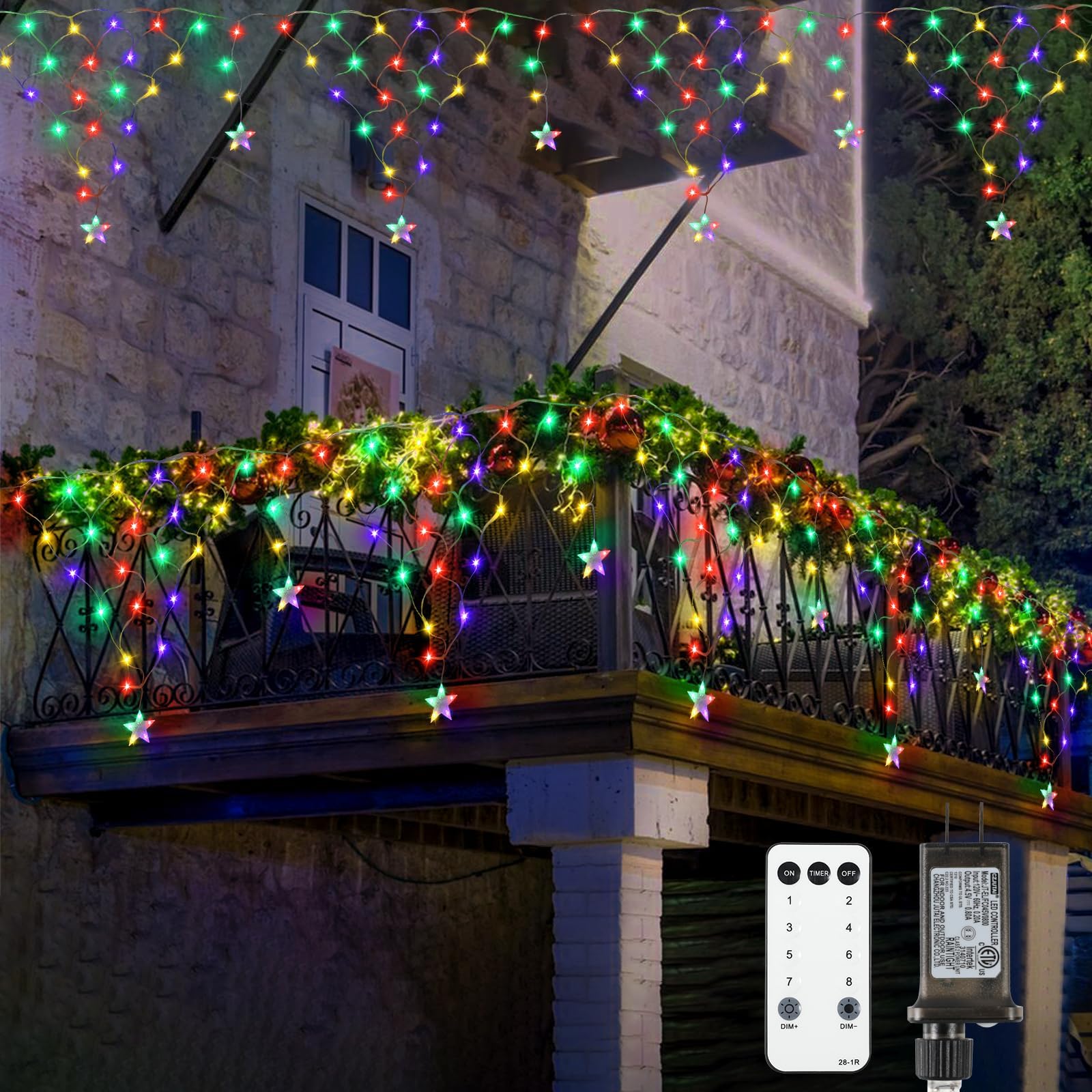 CLODEGS Christmas Lights Outdoor Icicle Lights 720 LED 60ft, Hanging ...