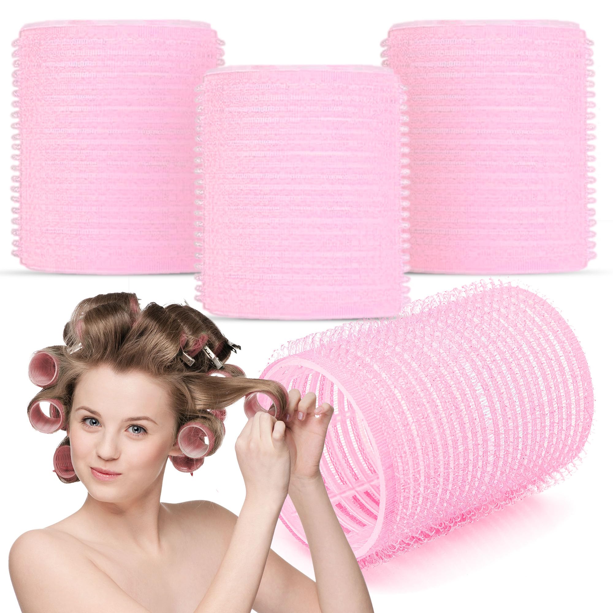 4pk Pink Hair Rollers for Hair Volume, Velcro Rollers for Hair Roller ...