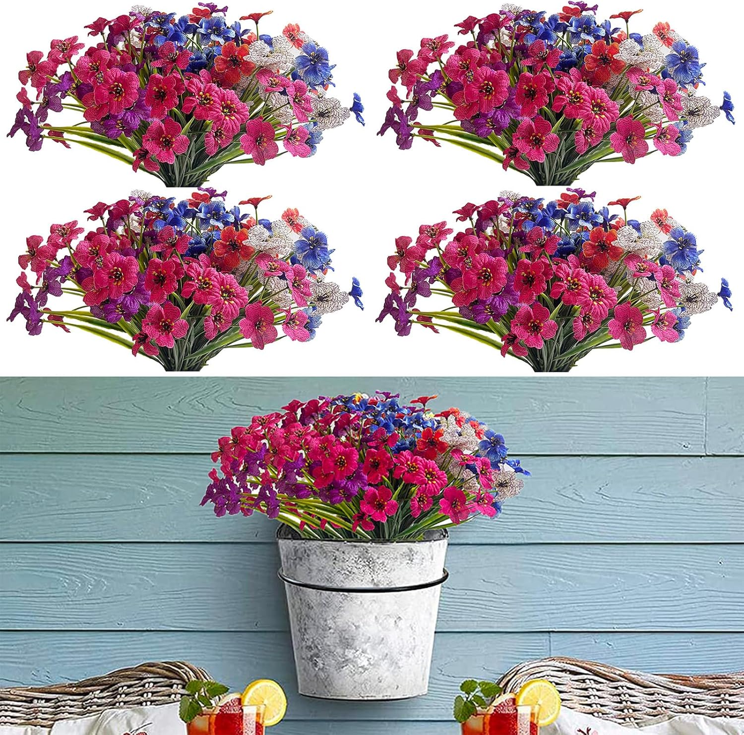 Amazon.com: 10 Bundles Artificial Violet Bouquets for Home Wedding ...