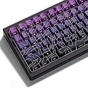 Amazon.com: dagaladoo Topographic keycaps Line Backlit Gradient Purple ...