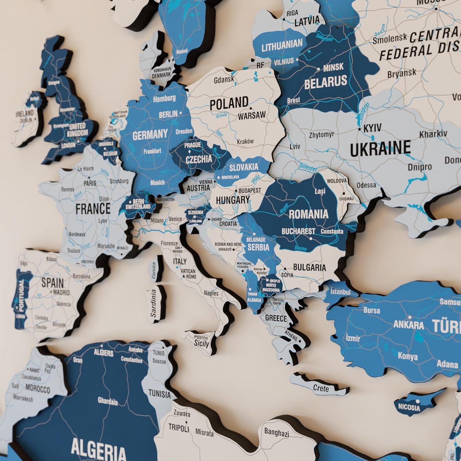 Amazon.com: Colorfull Worlds 3D Wooden World Map Wall Art - Premium ...