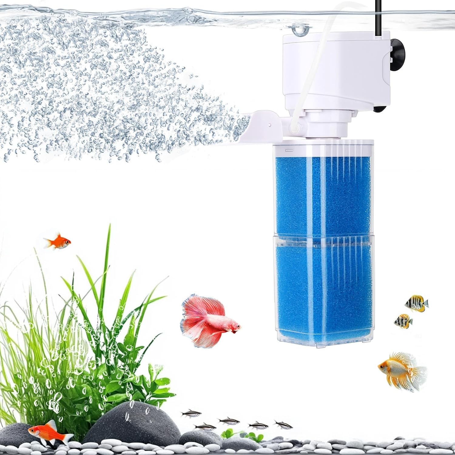 Fishnanny 4-in-1 Fish Tank Filter Pump - Multi Stage Filtration ...