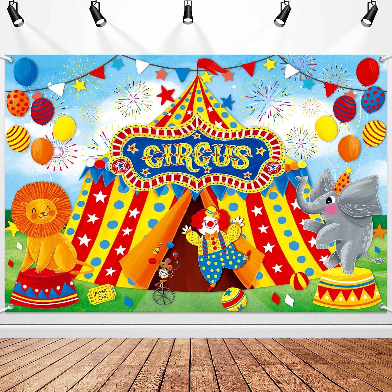 Amazon.com : LDWLYW Red Circus Backdrop Circus Theme Party Decorations ...