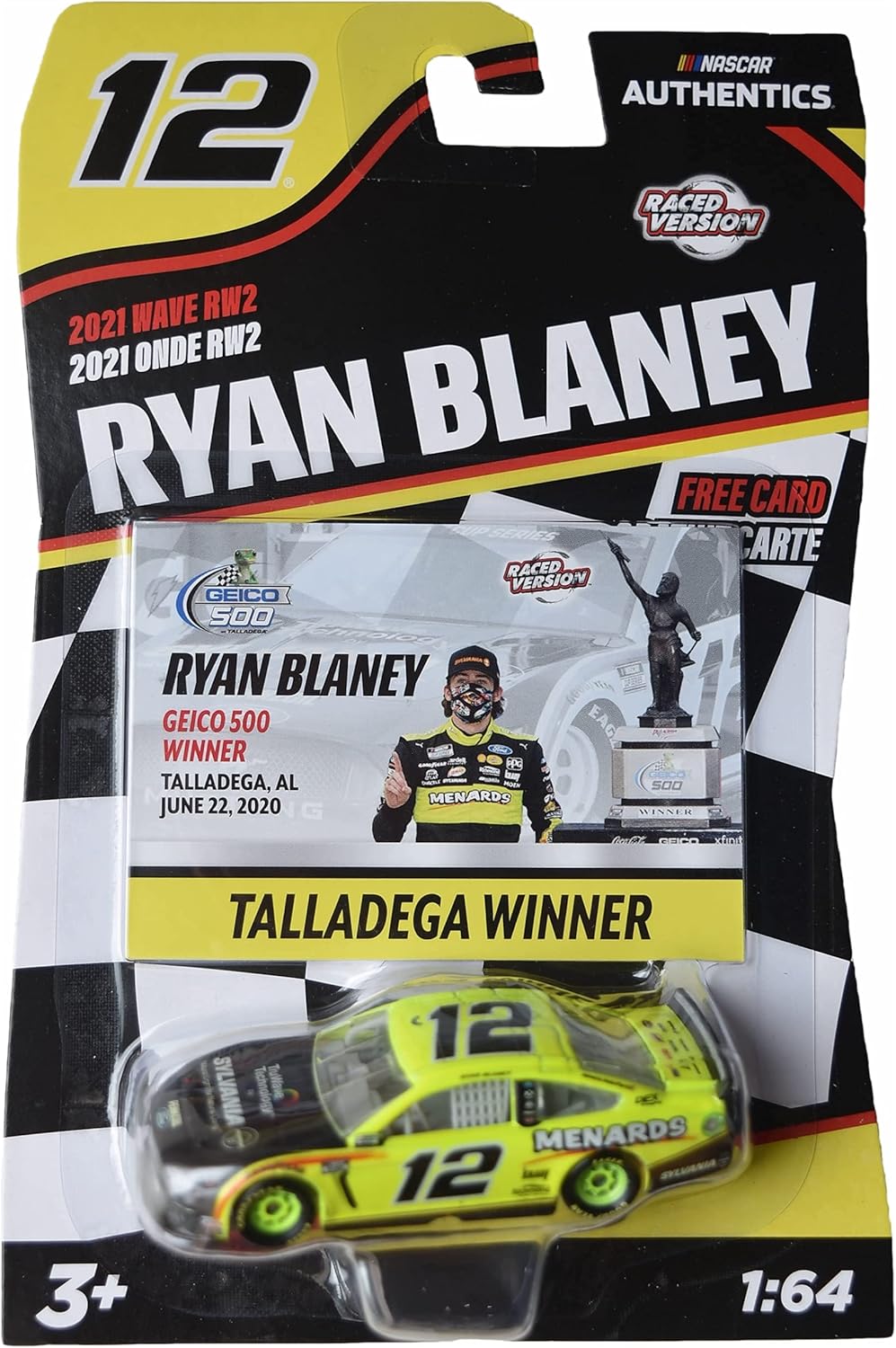 Amazon.com: Nascar Ryan Blaney, 2021 Wave RW2 #12 [Talladega Winner ...