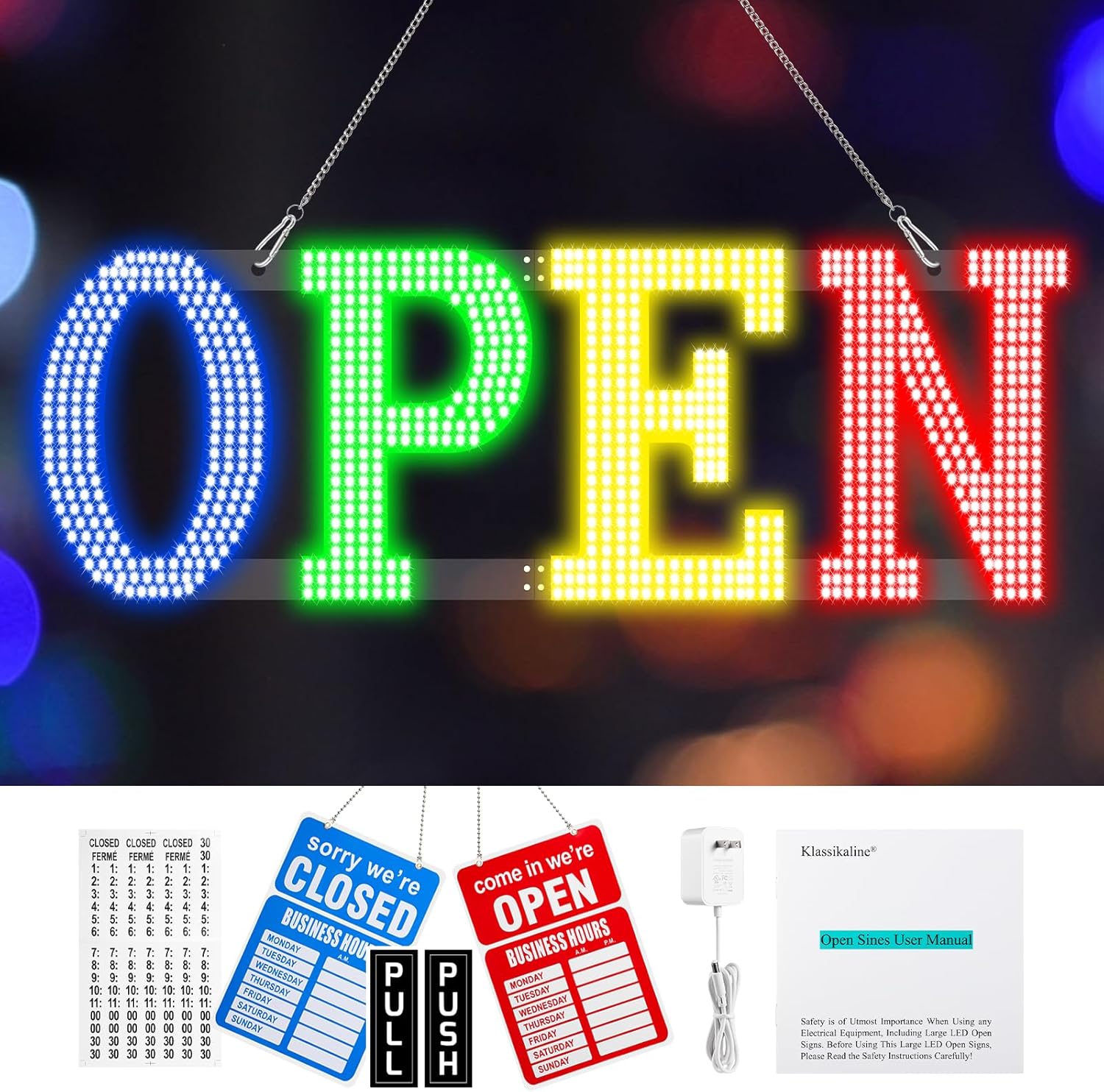 Amazon.com : Open Signs for Business, klassikaline Ultra Bright Large LED Open Signs Business ...