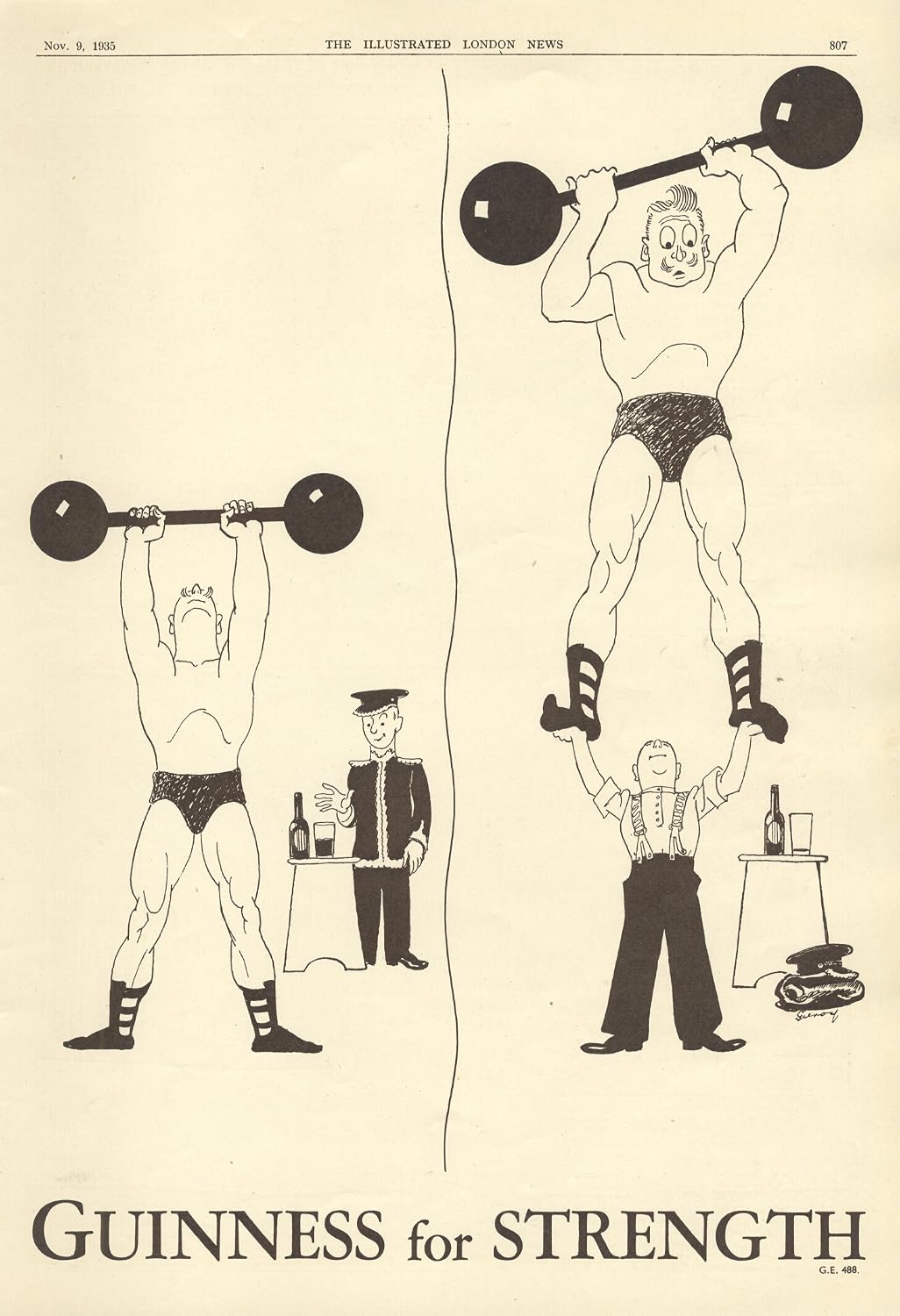 Amazon.com: 1935 Ad Guinness Stout Beer For Strenght Strong Man Gilroy ...