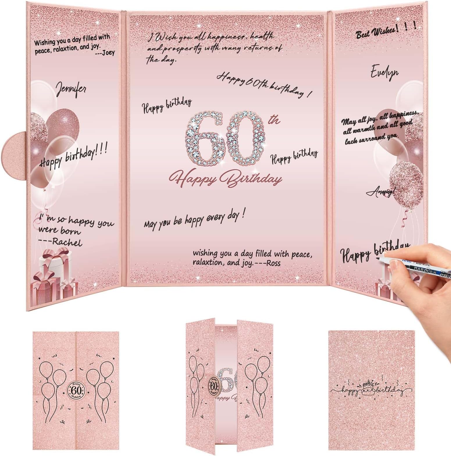 Amazon.com: GZDUCK 60th Birthday Guest Book, Creative Rose Gold 60th ...