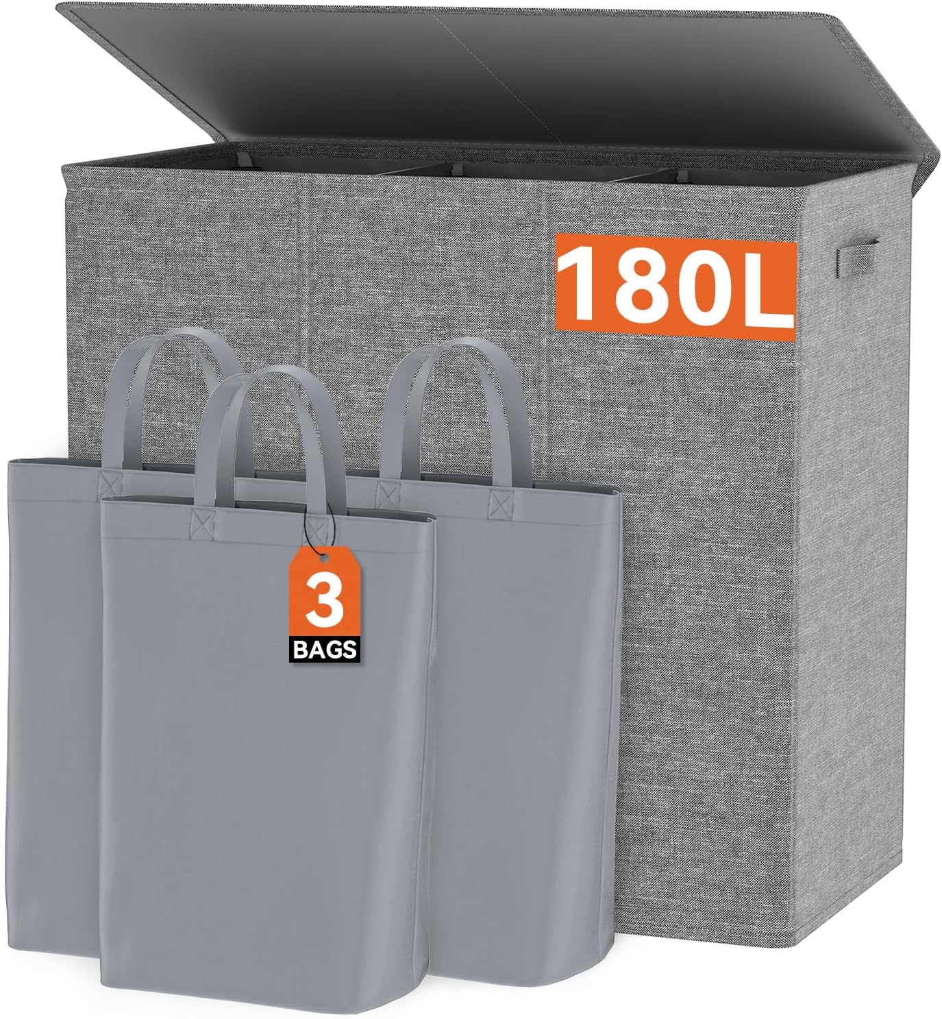 Amazon.com: joycloth 3-Section Laundry Hamper with Lid, 160 L Extra ...