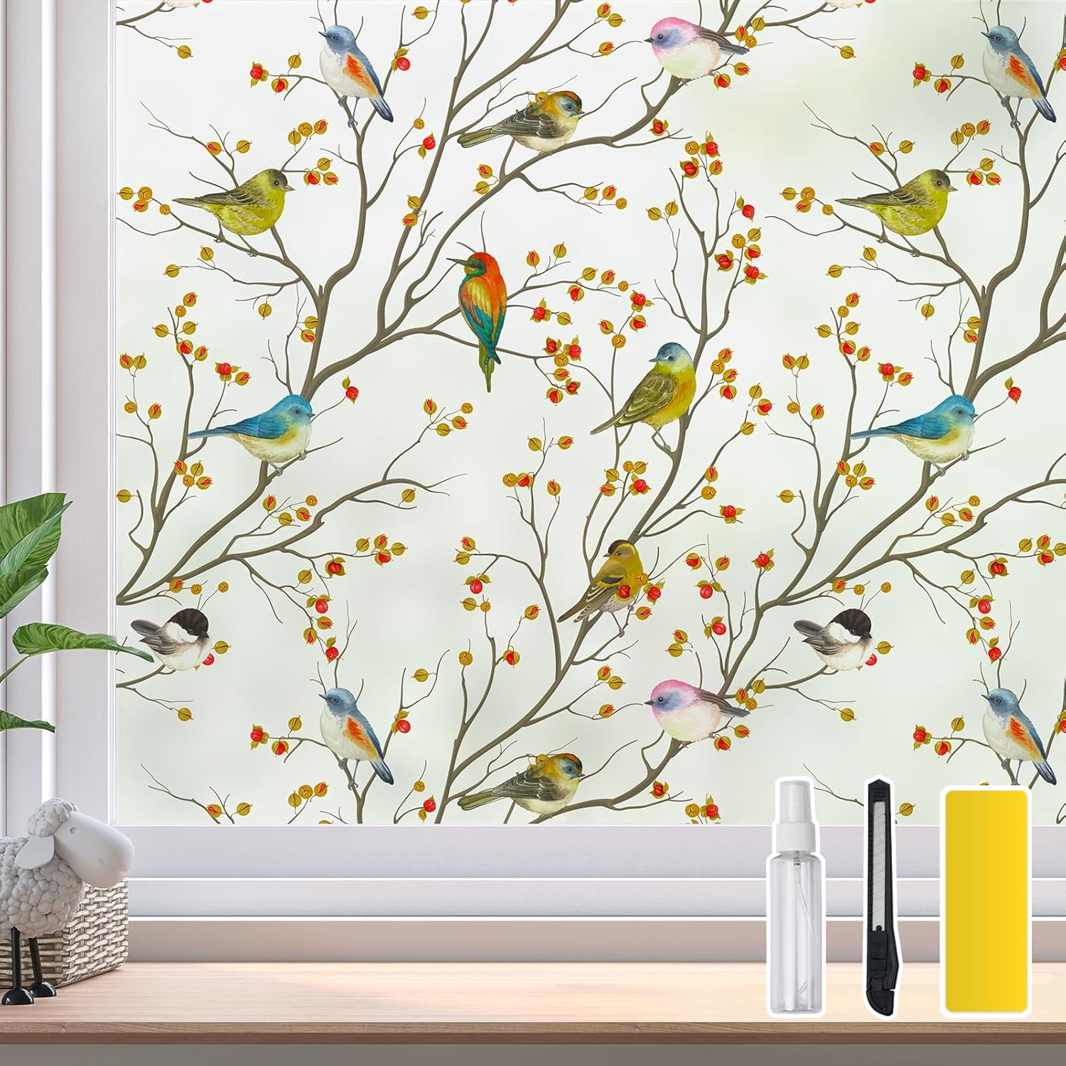 DKTIE Window Privacy Cling Film with Installation Tools, Stained Glass ...