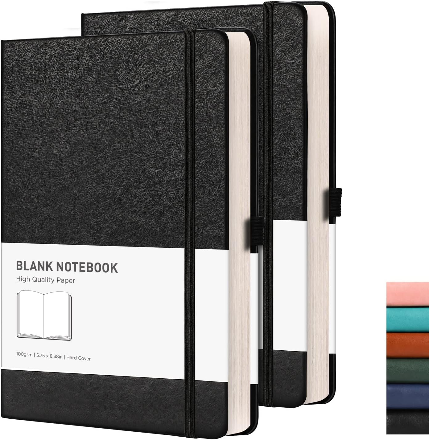 RETTACY Blank Notebook A5 Plain Notebook 2 Pack - 384 Pages Unlined ...