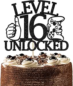 Level 16 Unlocked Cake Topper, Video Game Theme Happy 16th Birthday ...
