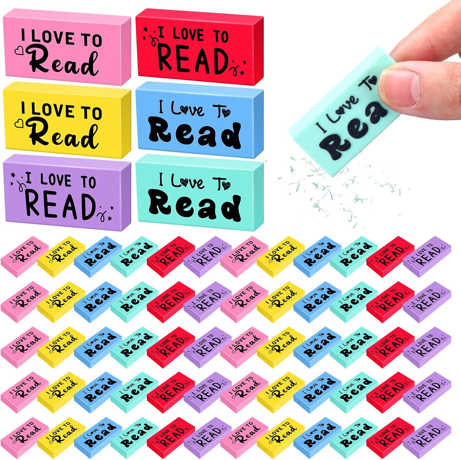 Amazon.com: Dunzoom 100 Pcs Inspirational Erasers Bulk for Kids I Love ...