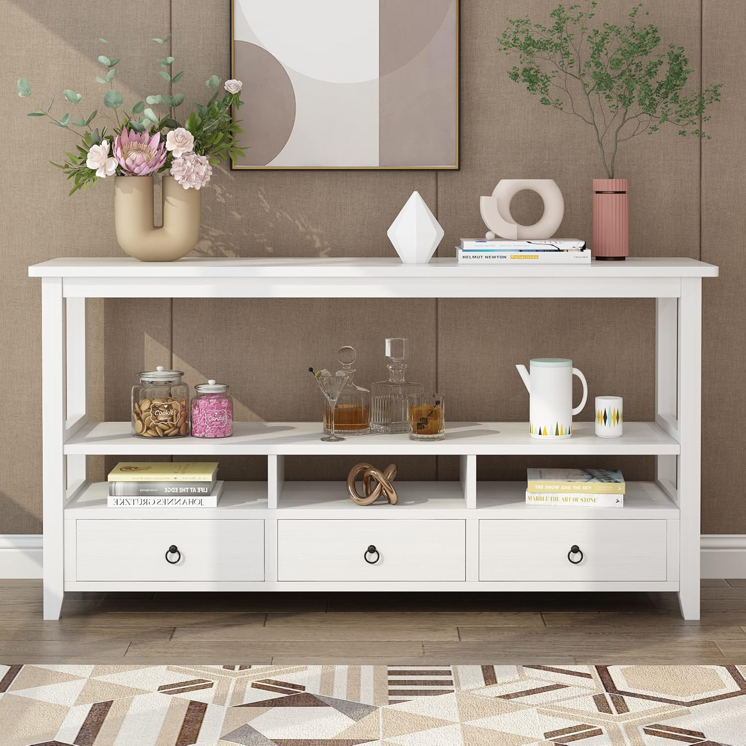 Amazon.com: Royard Oaktree Console Table 3-Tier Entryway Table with 3 ...