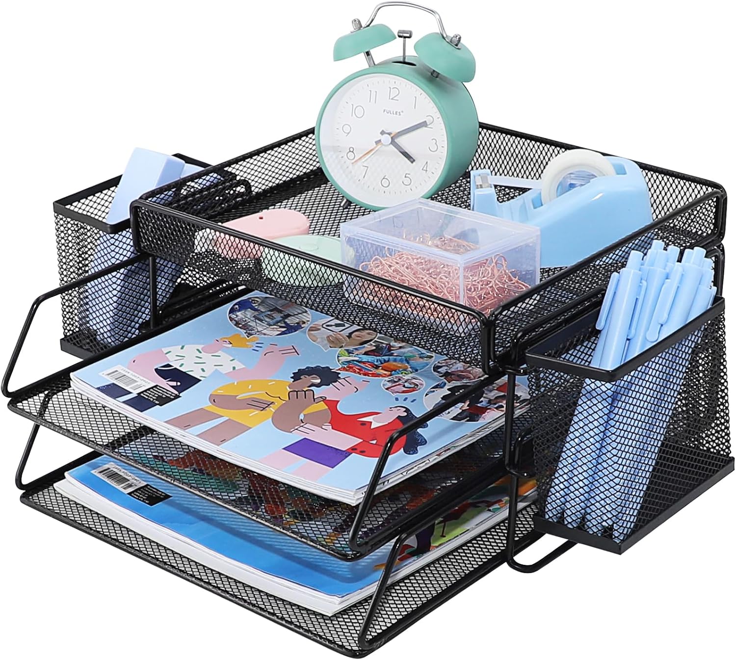 2 Tiers Letter Tray, Filing Tray for Office, Paper Desk Organiser ...