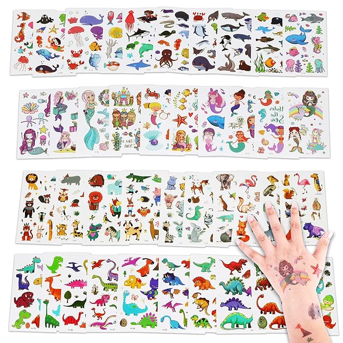 Buy 40 Sheets Temporary Tattoo for kids, Dinosaur, Underwater World ...