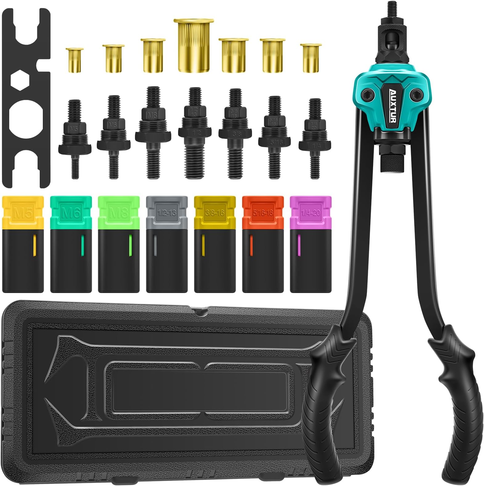 Amazon.com: AUXTUR 16" Rivet Nut Tool, Hand Rivet Nut Kit with 3 Metric ...