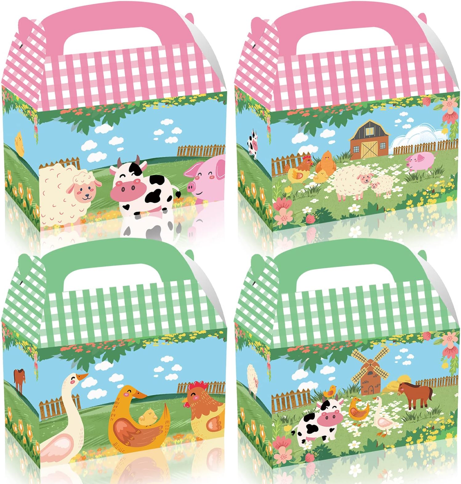 Amazon.com: CIEOVO 24 Pack Farm Animals Party Cardboard Treat Box Cute ...