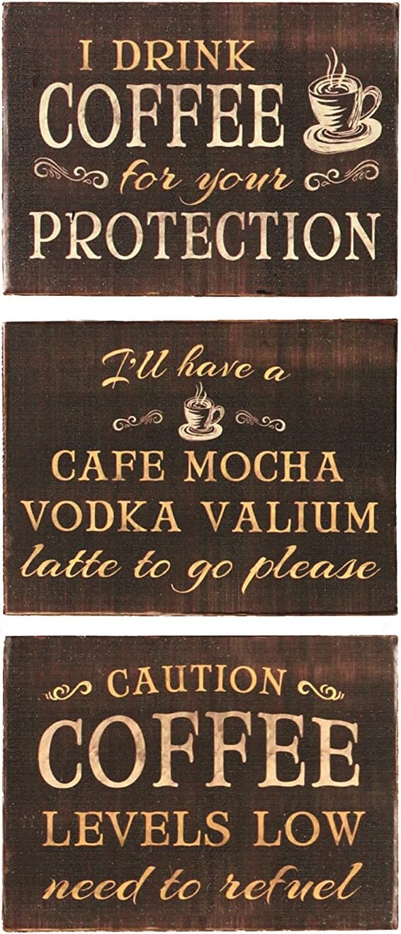 Amazon.com: Young's 3 Piece Wood Brown Coffee Table Top Sign Set, 4 ...