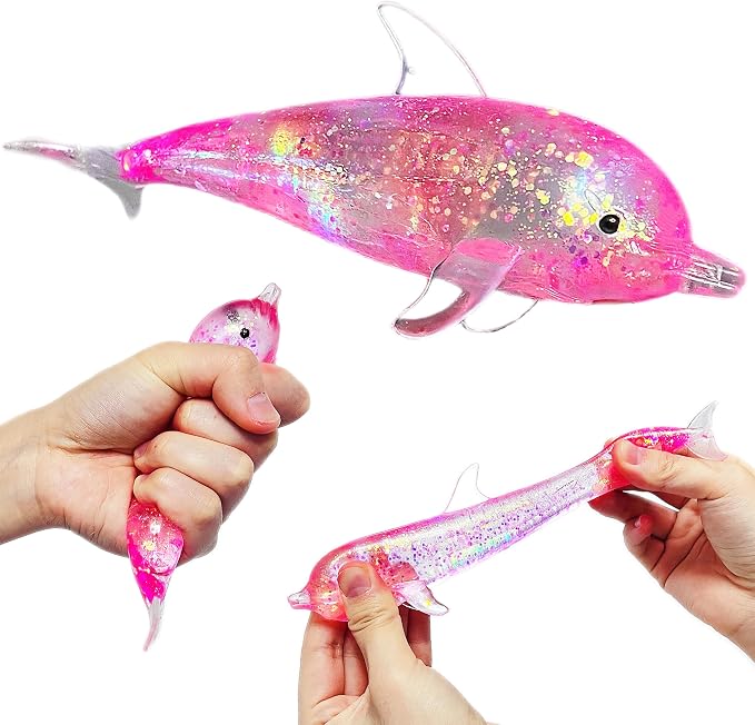 Amazon.com: Squishy Pink Dolphin Sugar Stress Ball for Boys and Girls ...