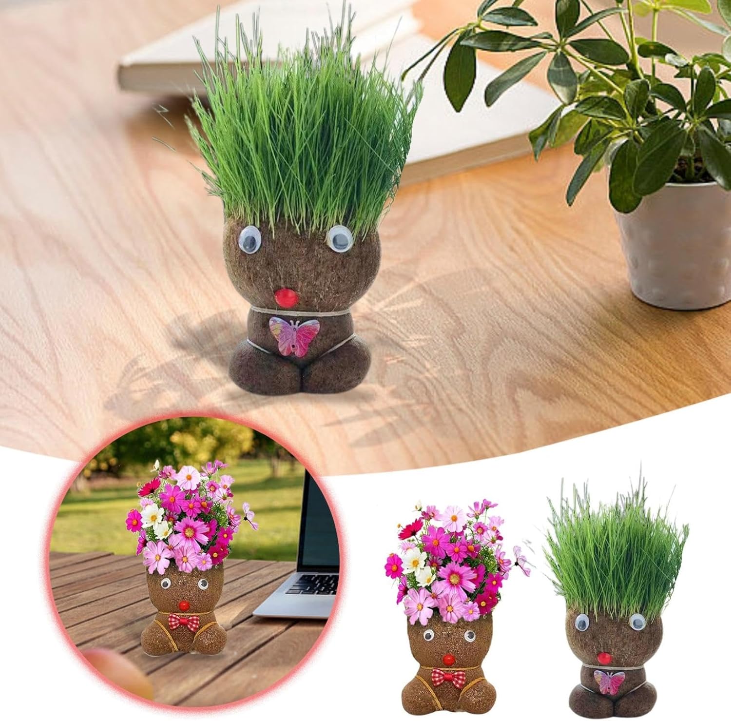 Amazon.com : TIEVOSA 2 PCS DIY Grass Head Doll Planting Kit, Grass Head ...