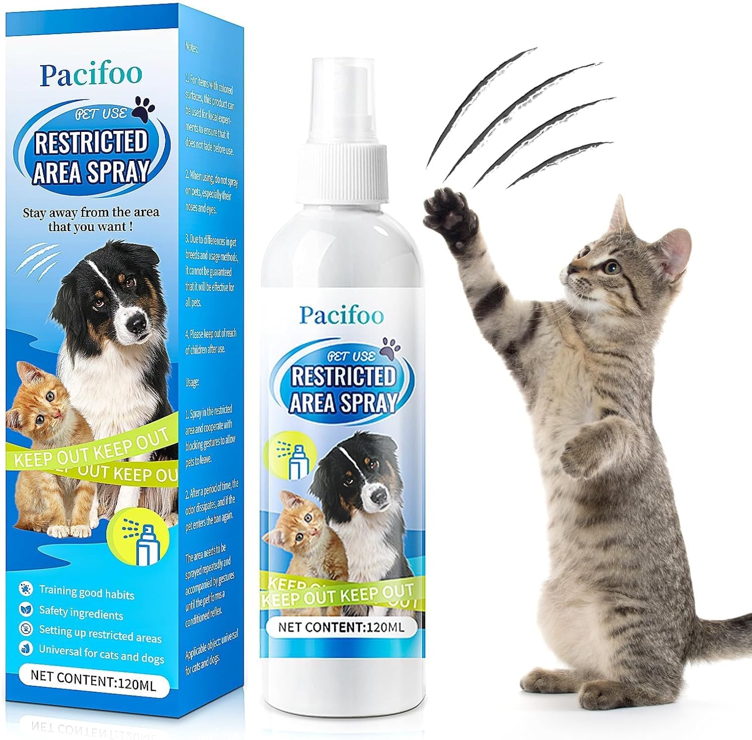 Amazon.com : Pacifoo Cat Deterrent Spray, 120ML Cat Repellent Indoor ...