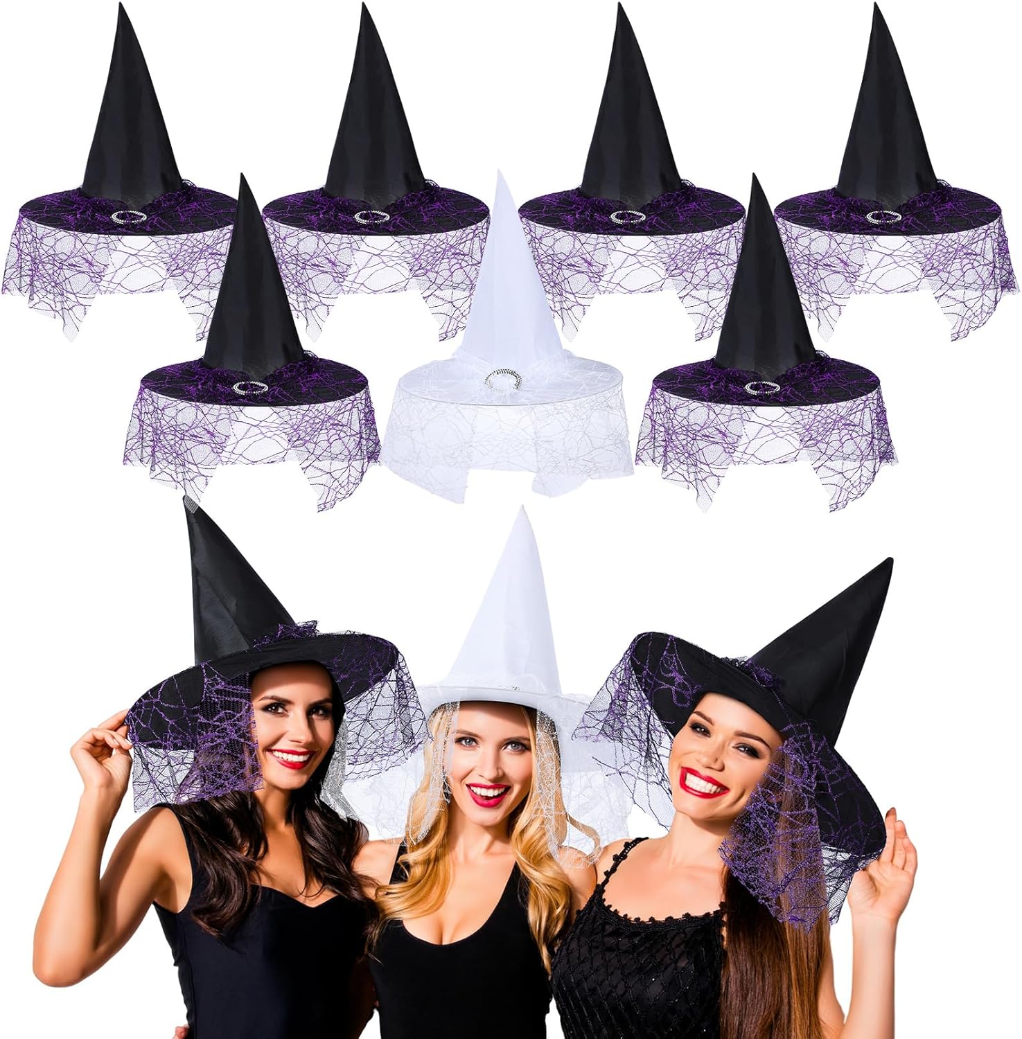 Amazon.com: Panitay 7 Pcs Women Halloween Witch Accessories witch hat ...