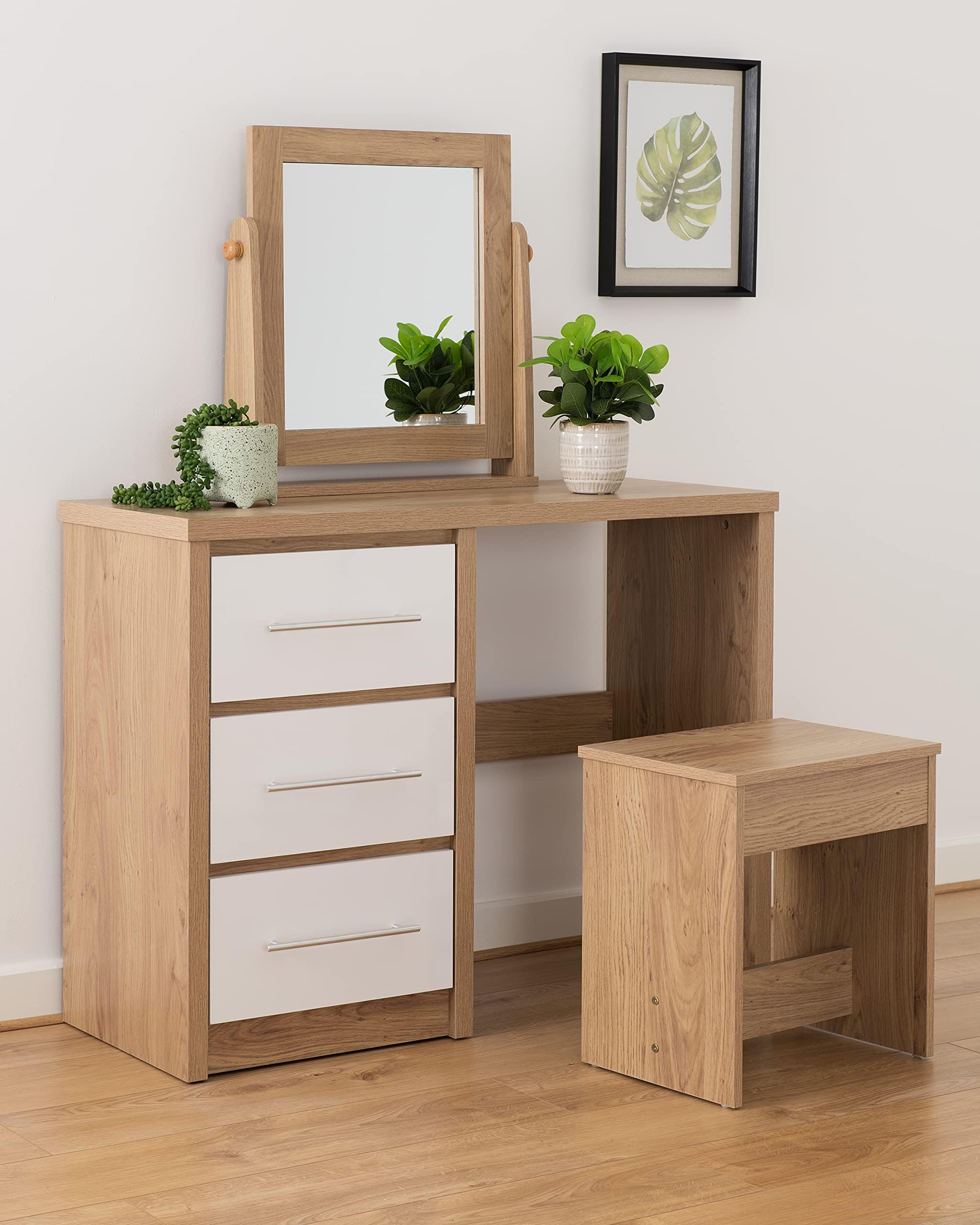 Amazon Brand - Movian Hulio High Gloss 3 Drawer Dressing Table, White ...