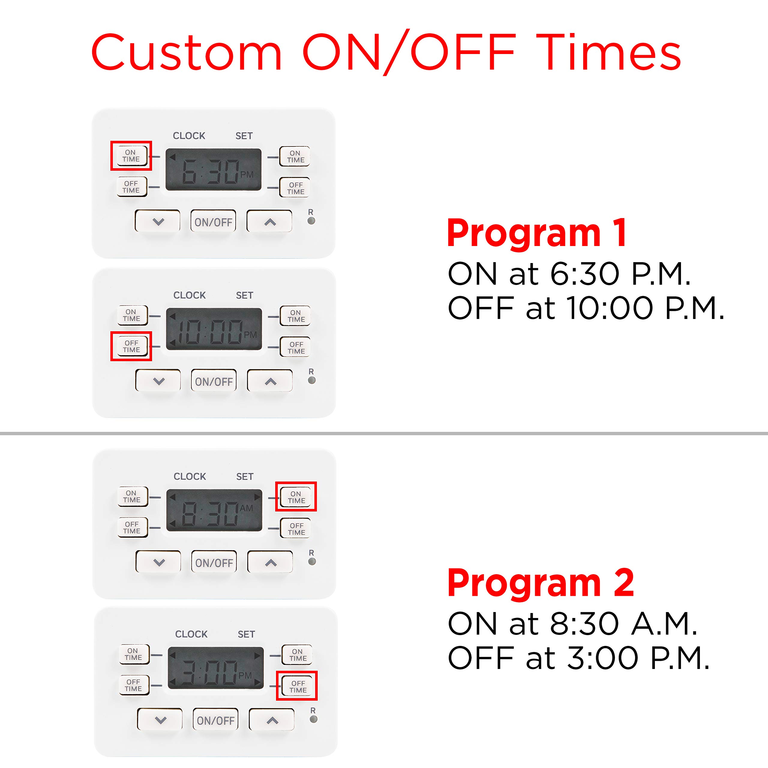 Snapklik.com : 24hr Digital Bar Plug Timer, 2-Polarized, 2 Programmable ...