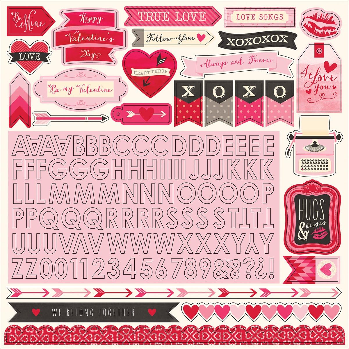 Amazon.com: Blowing Kisses Cardstock Stickers 12"X12"-Alpha : Arts ...