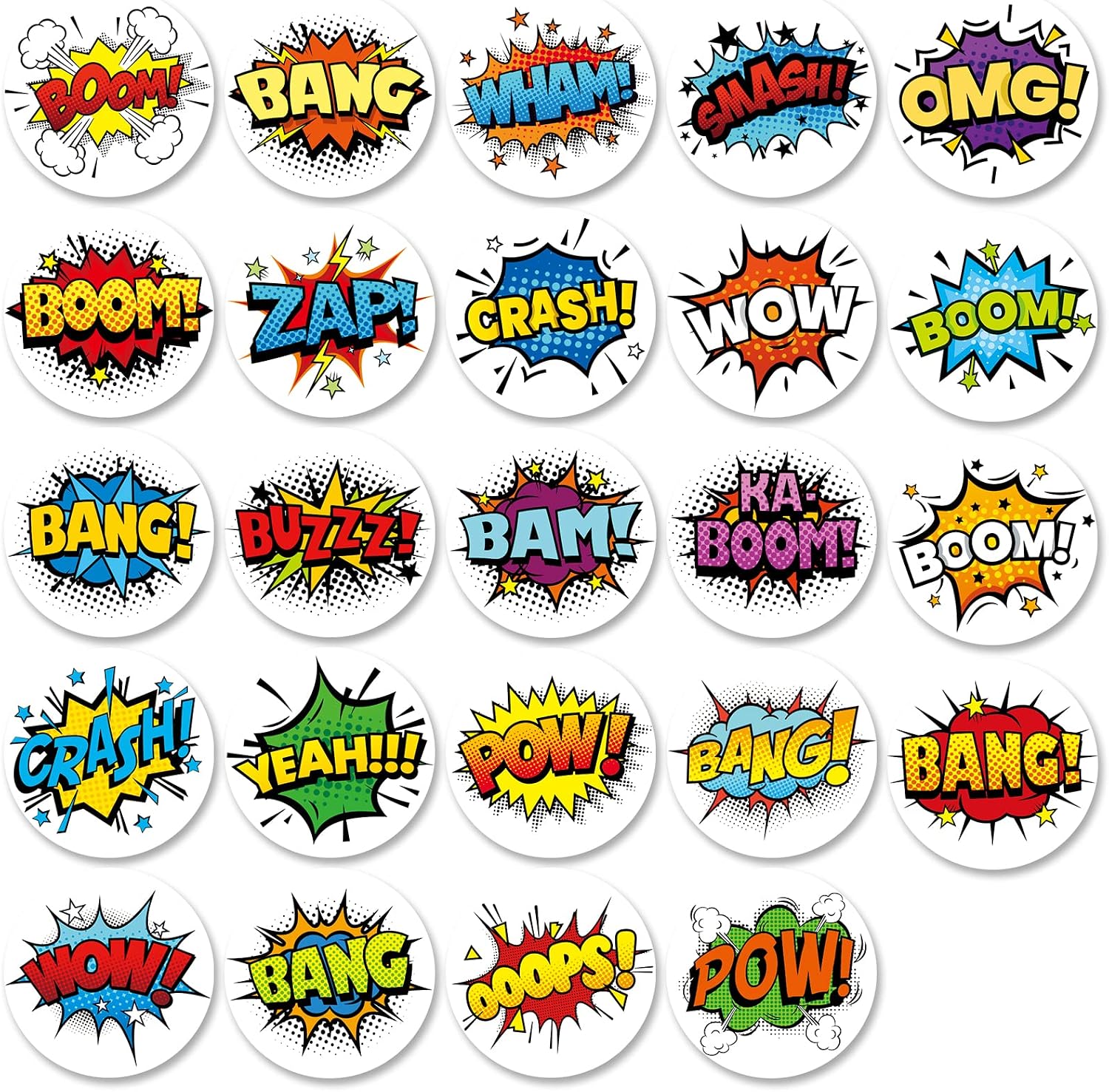 Amazon.com: 480 Superhero Boom Stickers Boom Goodie Bags Gifts Bags ...