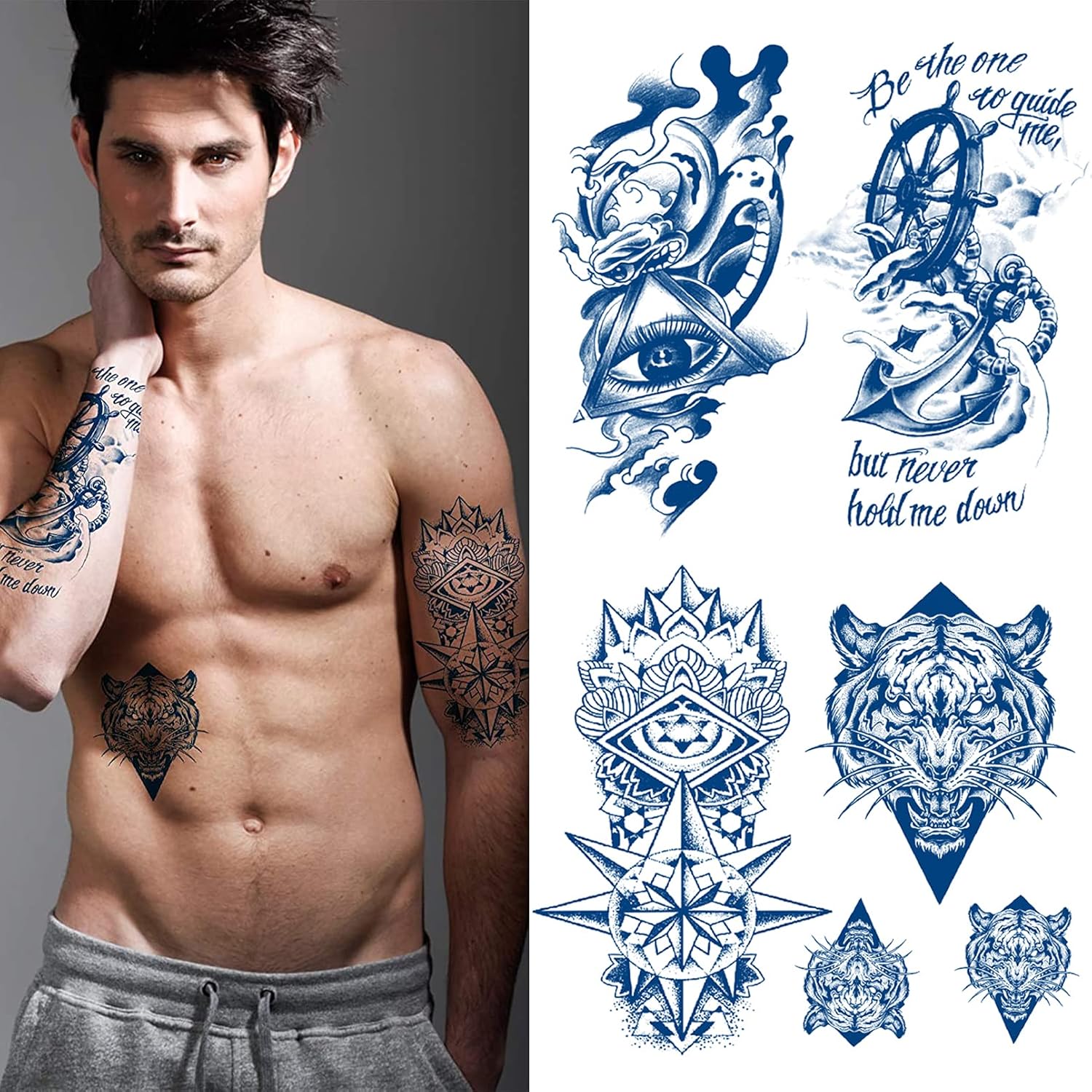 Aresvns Premium Temporary Tattoo for Men Long-Lasting 2-3 Weeks ...