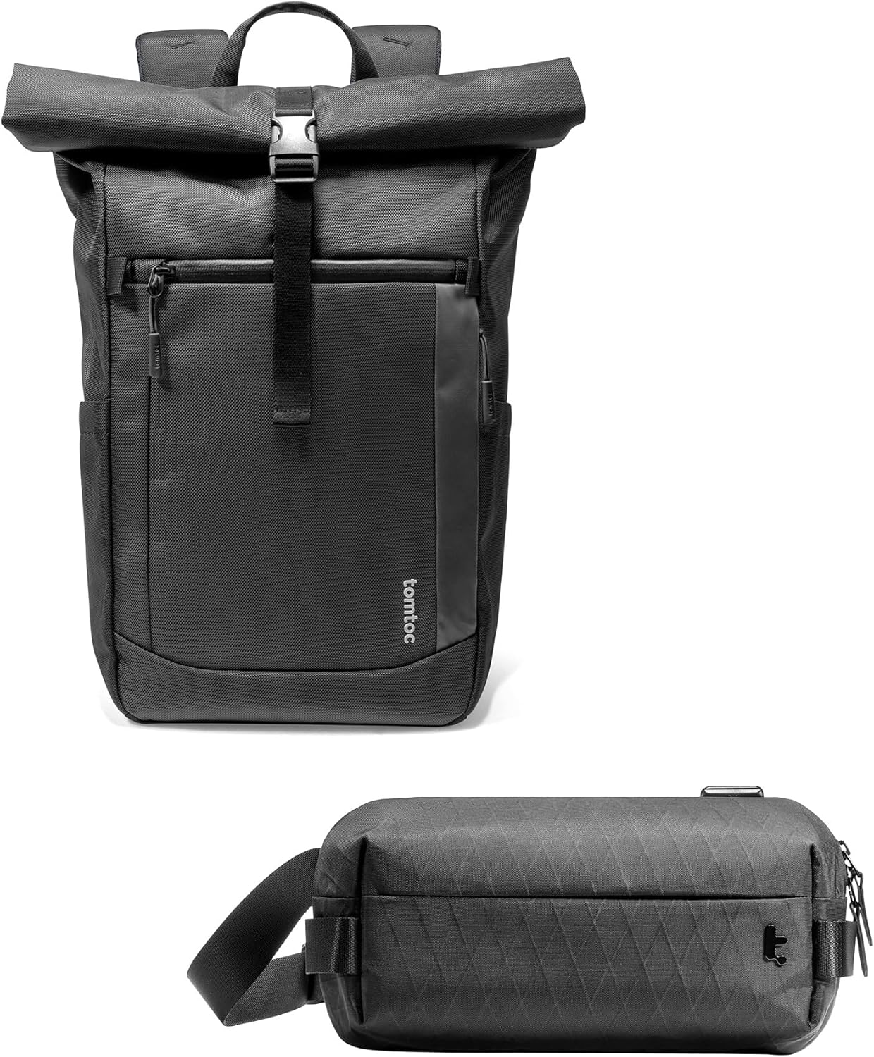 Amazon.com: tomtoc Rolltop Laptop Backpack & Compact EDC X-Pac Sling ...