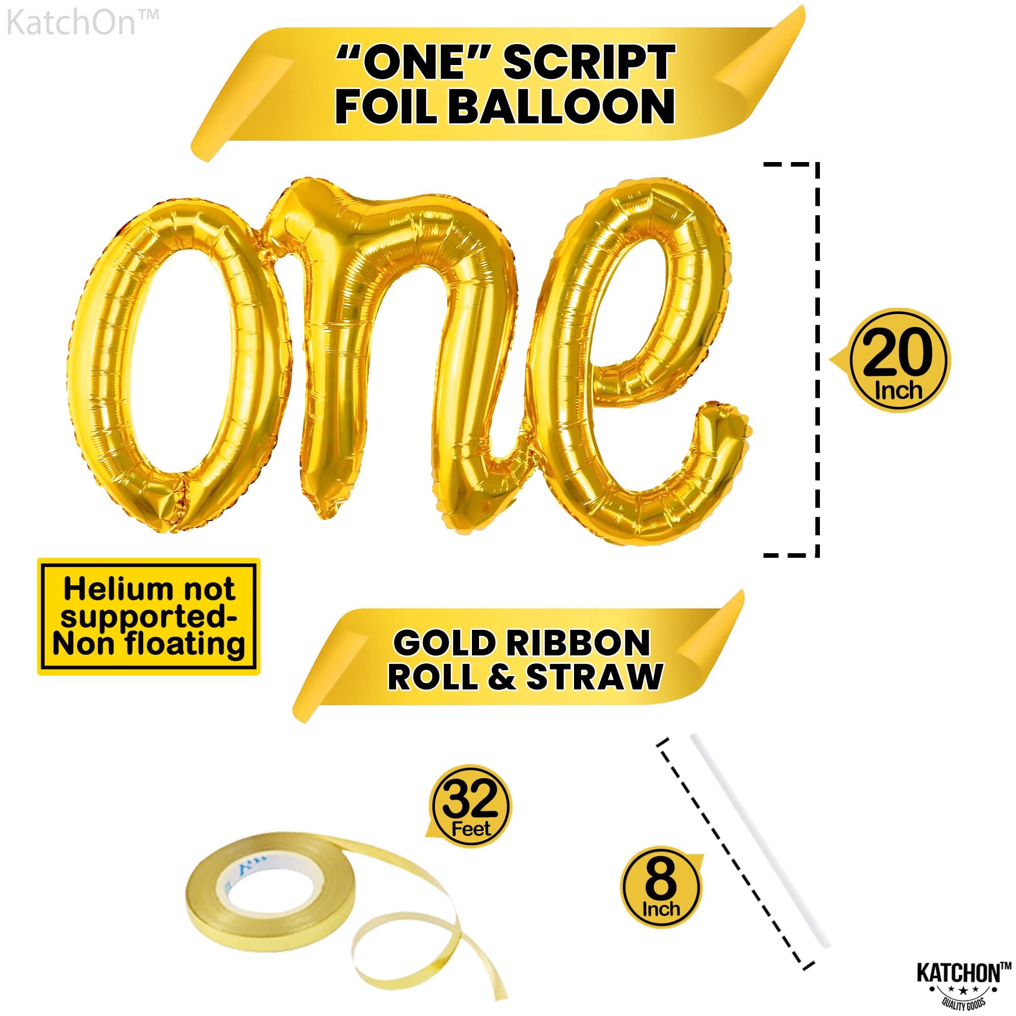 Snapklik.com : Gold One Balloon - 20 Inch Script One Balloon 1st ...