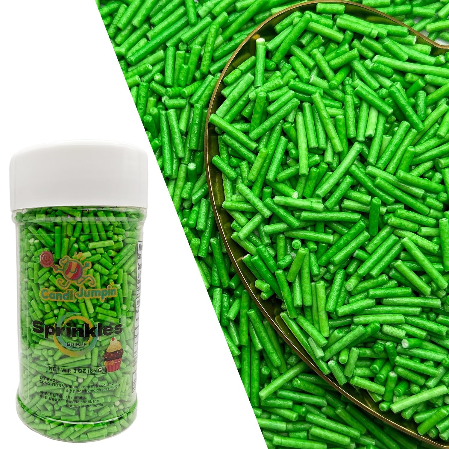Amazon.com: CandiJumpin Grass Green Jimmy Sprinkles, Green Sprinkles ...
