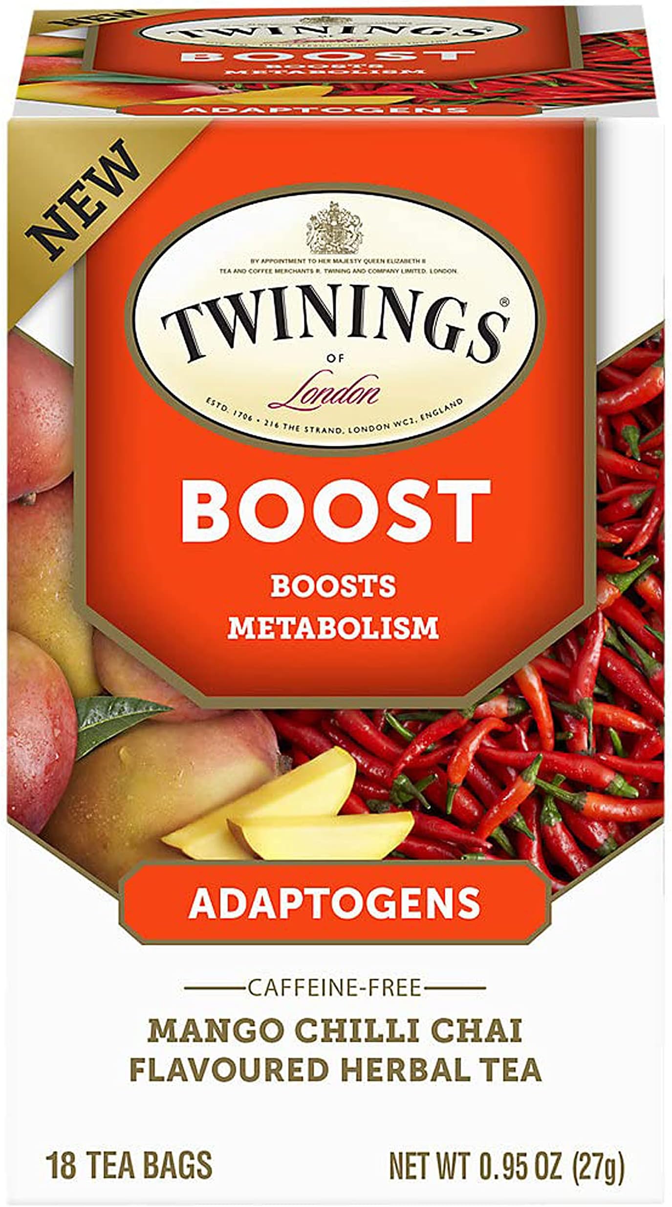 Amazon.com: TWININGS Boost Mango Chili Chai Herbal Tea Bags, 0.95 oz ...
