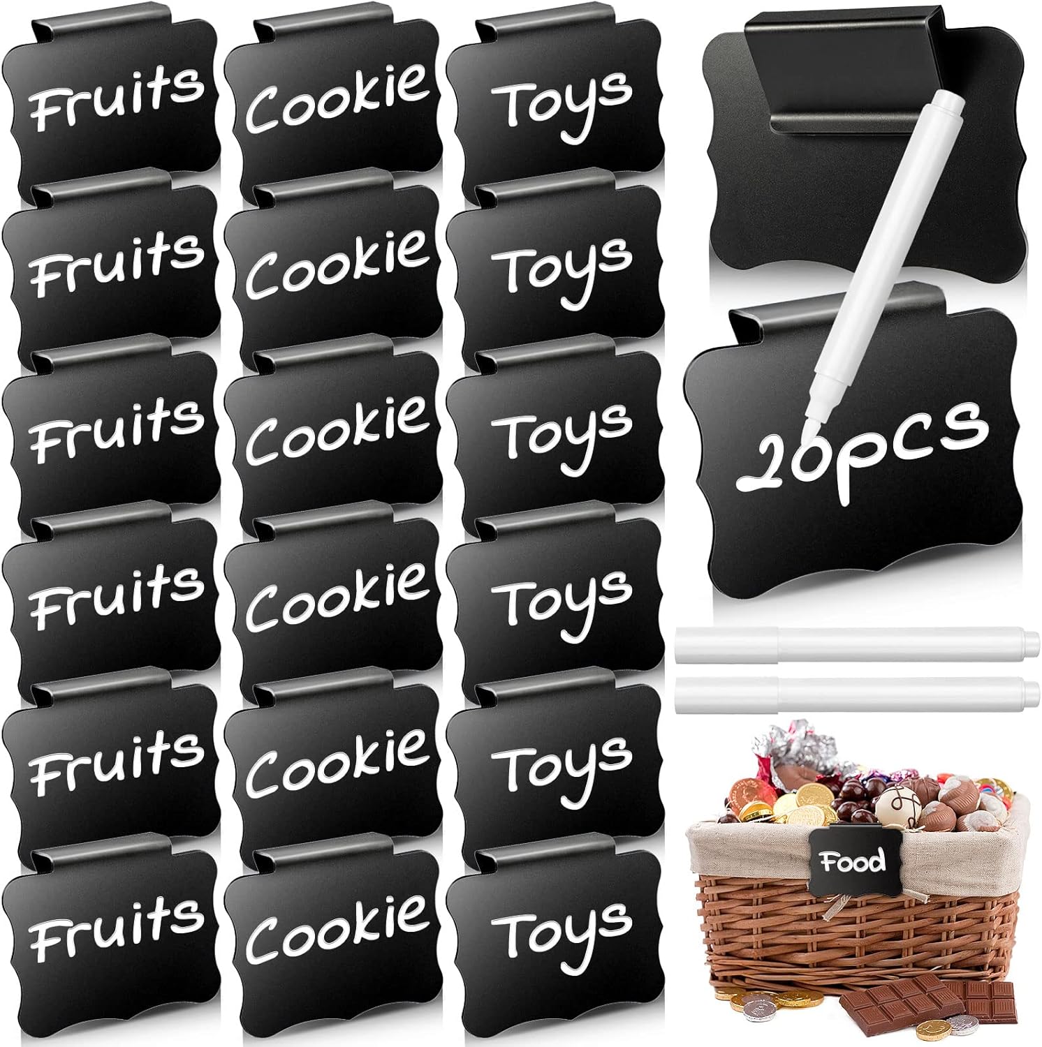 Amazon.com : Basket Labels Clip on, 20PCS Labels for Storage Bins PVC ...