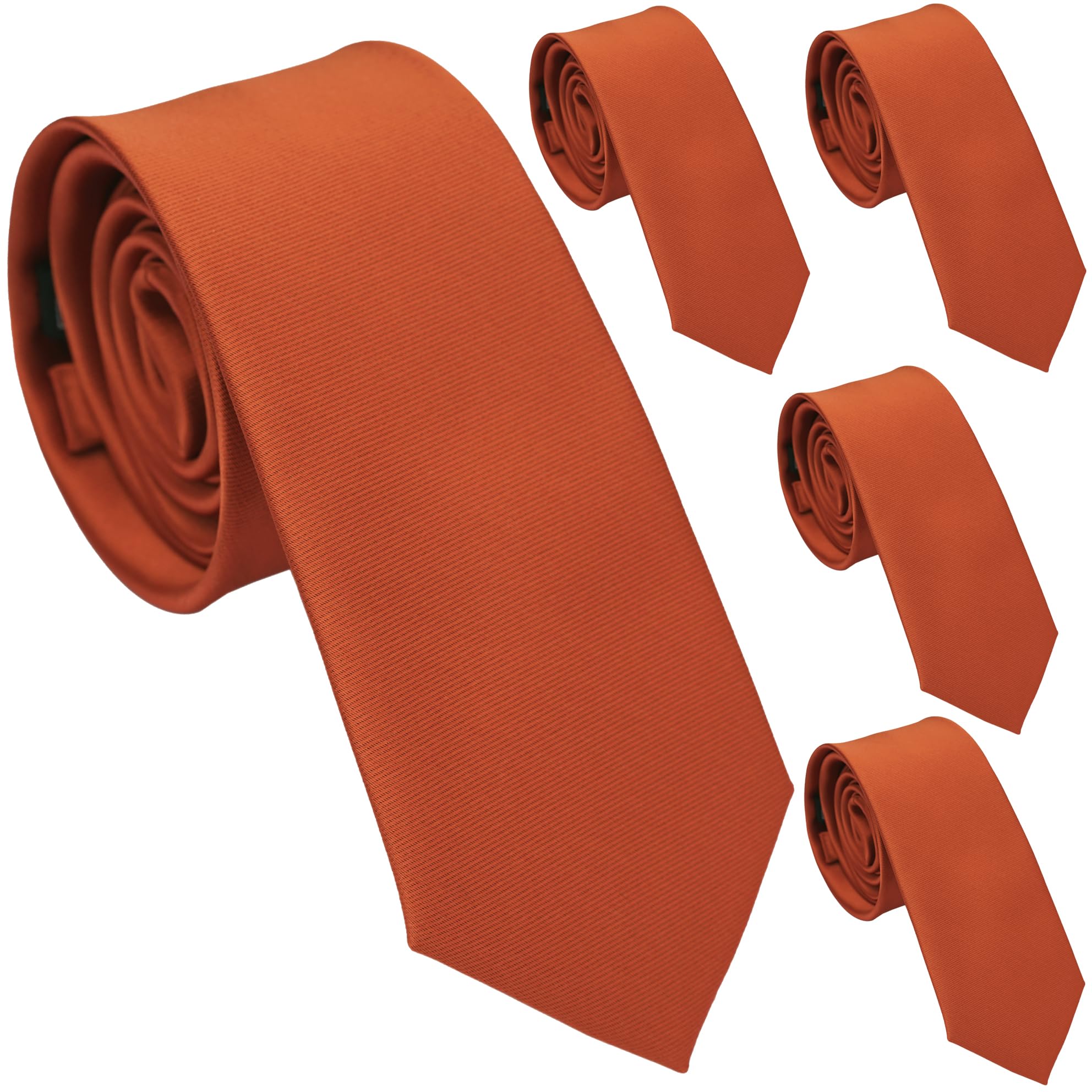 Snapklik.com : Solid Skinny Ties For Men, 2.5 Inch Slim Rust Ties Bulk ...